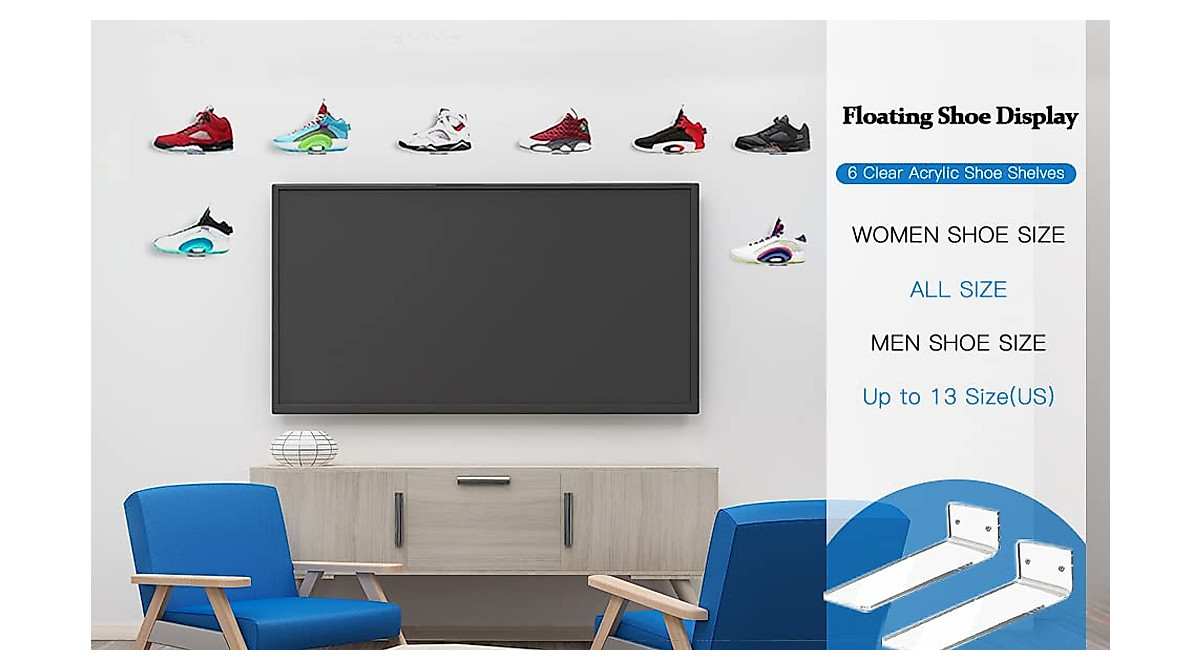 Acrylic Floating Shoe Display Shelves - Stylish & Functional