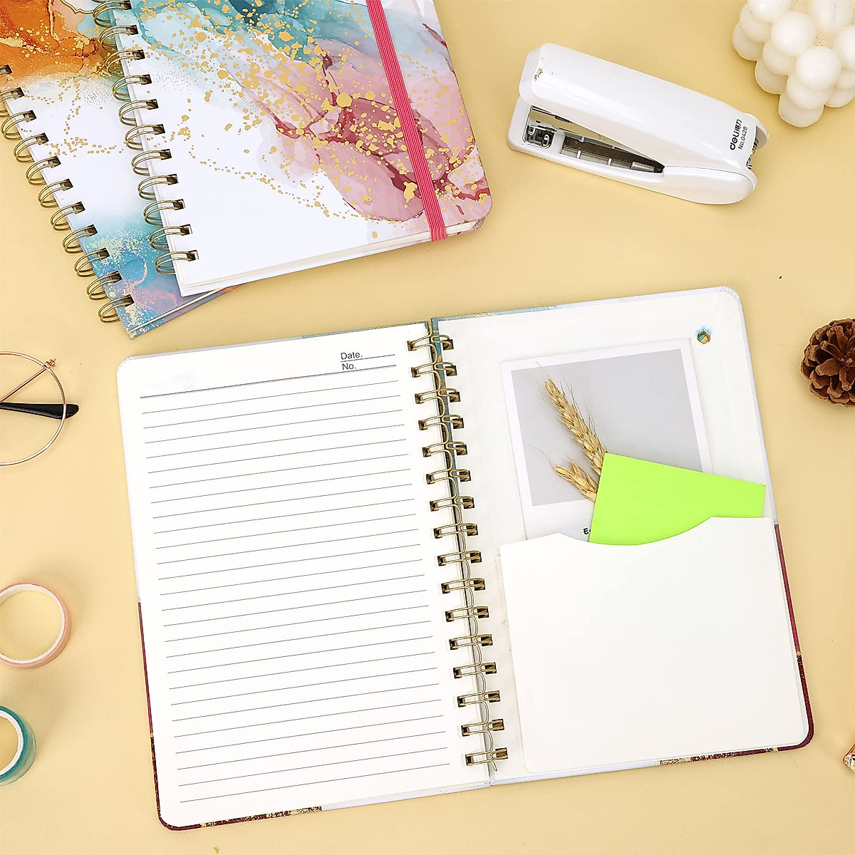 EOOUT Spiral Notebook 3 Pack Journals for Women, 6"x 8.5" Hardcover Spiral Journal, 160 Pages, Marble Design College Ruled Notebook Back Pocket, for Office School Supplies Gifts