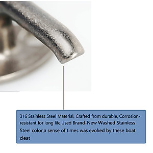 Thorn Boat Dock Cleat 4 Inch Open Base Stainless Steel Eagle Handle Cleats Pack of 4 (4 Inch, Washed Stainless Steel Color)