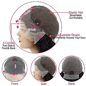 30 Inch Lace Front Wig Human Hair for Black Women 180% Density HD Transparent 13x4 Deep Wave Lace Front Wigs Human Hair Pre Plucked Wet and Wavy Brazilian Curly Glueless Lace Frontal Wigs (30Inch）