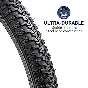 2 Pack 20" Bike Tires 20 x 2.125(57-406) and 20" Bike Tubes Compatible with 20x2.125 Bike Tires and Tubes (Y705)