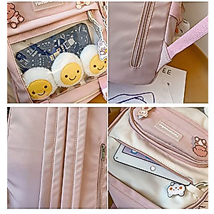 Kawaii Backpack with Kawaii Pin and Accessories Backpack Cute Backpack Cute Kawaii Backpack for School, Pink, One Size