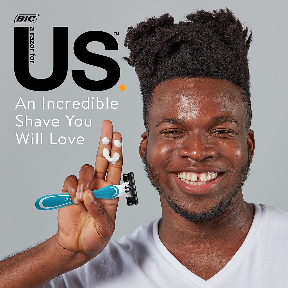 BIC Us. 5-Blade Unisex Disposable Razors For Men and Women, Lubrication Strip For a Smooth, Close Shave, 2-Count