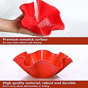 Koluti Nonstick Silicone Tortilla Shell Maker Set of 3, Colorful Taco Salad Bowl Mold, Baking Pan Tostada Baker for Kitchen, Microwave & Dishwasher & Oven Safe (Red Orange Green)