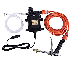 Portable Electric Pressure Washer Double Pump 12V High Pressure Powerful Washing Kit with 20 Feet Hose for Cars Home Garden