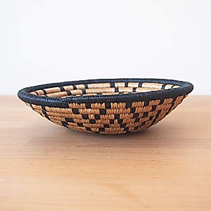 Small African Basket- Kitale/Rwanda Basket/Woven Bowl/Sisal & Sweetgrass Basket/Tan, Black