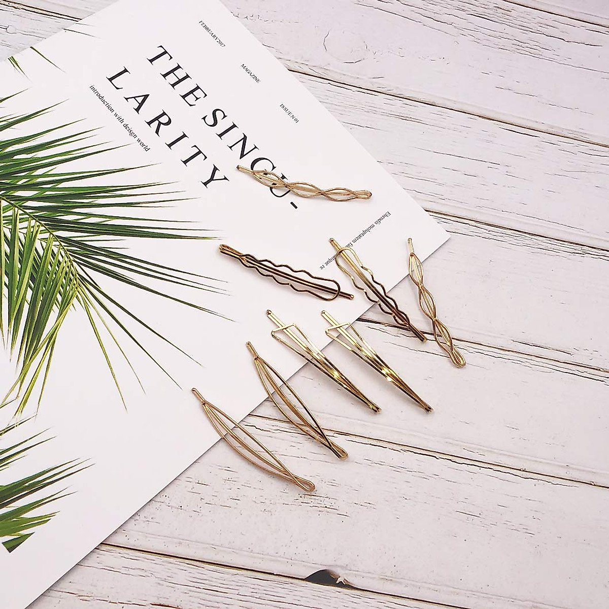 Messen Hair Pins Set Geometric Hair Clips Metal Hairpin Minimalist Hair Styling Jewelry Hair Clamps Accessories Barrettes Gold Bobby Pin for Girl Women (8 Pieces,Style 7)