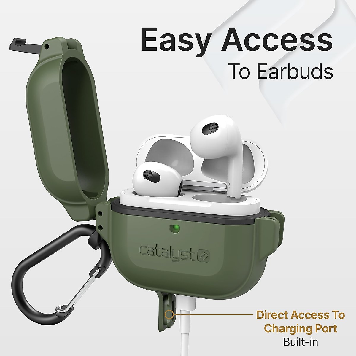 Catalyst Airpods 3rd Generation Case, 330ft Waterproof Total Protection Case for Airpods 3, Shockproof Case for Airpods 3rd Generation, Durable Protective Case for Airpods 3 with Carabiner