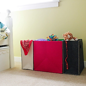 Three by Three Seattle Felt-Like-It™ Short-Slim Connectable Bins: Stylish and Versatile Storage Solutions for Laundry and More 15” tall x 7.5” wide x 15” deep