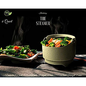 Skoo Silicone Vegetable Steamer Basket for Stove Top, 6 Qt Instant Pot, Ninja Foodi, Other Pressure Cookers - Instant Pot Accessories - For Steaming Food and Perfect Steamed Veggies (Green)