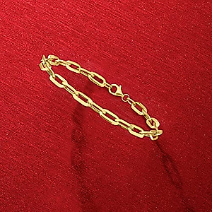 Ross-Simons Italian 14kt Yellow Gold Paper Clip Link Bracelet. 7 inches