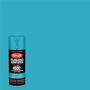 Krylon K02741007 Fusion All-In-One Spray Paint for Indoor/Outdoor Use, Satin Lagoon Blue, 12 Ounce (Pack of 3)