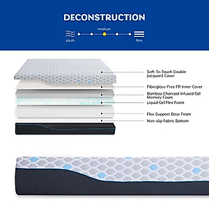 OTRIEK King Size 10 Inch Bamboo Charcoal Memory Foam Mattress, Fiberglass Free Cooling Gel Bed Mattress in a Box, CertiPUR-US Certified, Medium Firm Mattress (King)