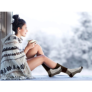 Debra Weitzner 6 Pairs Merino Wool Thermal Socks Men and Women Warm Cushioned Hiking Crew Socks for Hunting Winter Etc Long Survival Boot Socks Moisture Wicking Assortment 10-13