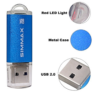 SIMMAX 5 Pack 16GB USB 2.0 Flash Drive Memory Stick Thumb Drive Pen Drive with Led Indicator (Green Purple Red Gold Blue)