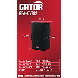 Gator Cases Protective Nylon Speaker Cover for Compact 12" Speaker Cabinets; Fits QSC K12, Yamaha DXR12 and more (GPA-CVR12), Black