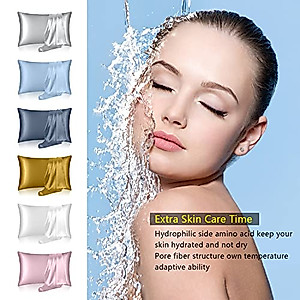 Silk Pillowcase for Hair and Skin,Mulberry Silk Pillow Cases Standard Size,Anti Acne,Cooling,Beauty Sleep,Both Sides Natural Silk Satin Pillow Covers with Hidden Zipper,Gifts for Women Men,White