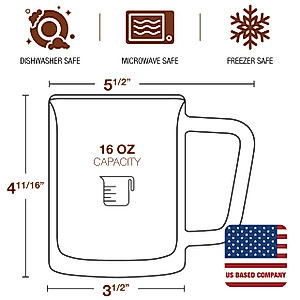 Eparé 16 oz Glass Coffee Mugs - Set of 4 - Clear Double Wall Glasses - Insulated Glassware With Handle - Large Espresso Latte Cappuccino or Tea Cup