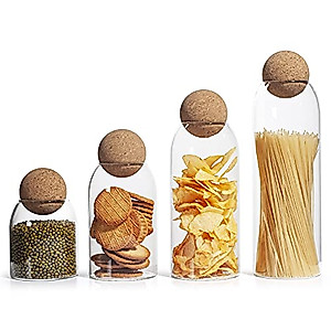 IVAILEX Glass Jars with Cork Lids, Candy Jar with Lid, Coffee jar for Counter, Cookie Jar with Airtight Lids, Clear Glass Jar for Candy, Tea, Coffee Bean, Sugar, Spices, Apothecary etc (450ml/15oz)