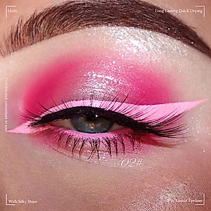 evpct 2Pcs Hot Pink Rose Red Liquid Eyeliner Set Waterproof Neon Bright Light Pink Eye Liner Liquid Pen Pencil for Women Eyes delineadores de colores para ojos delineador de ojos contra el agua 02&11