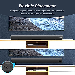 BESTISAN Sound Bar, 80 watts 33.5 inch Sound Bars for TV with Bluetooth 5.0, 3 EQs, Bass Adjustable, HDMI-ARC/Optical/Coaxial/Aux/USB Connection for Home Theater, Gaming, PC, Projectors, 2024 Version