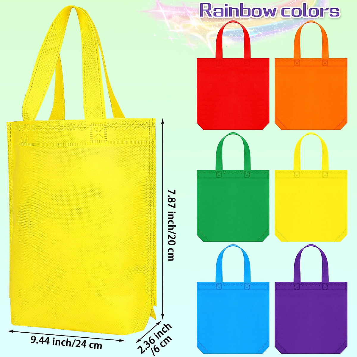 Aneco 24 Pack Reusable Party Non-Woven Favor Bags 9.5×9.5 Inch Pinata Goodie Gift Bag Colorful Tote Candy bags for Birthday Weeding Party