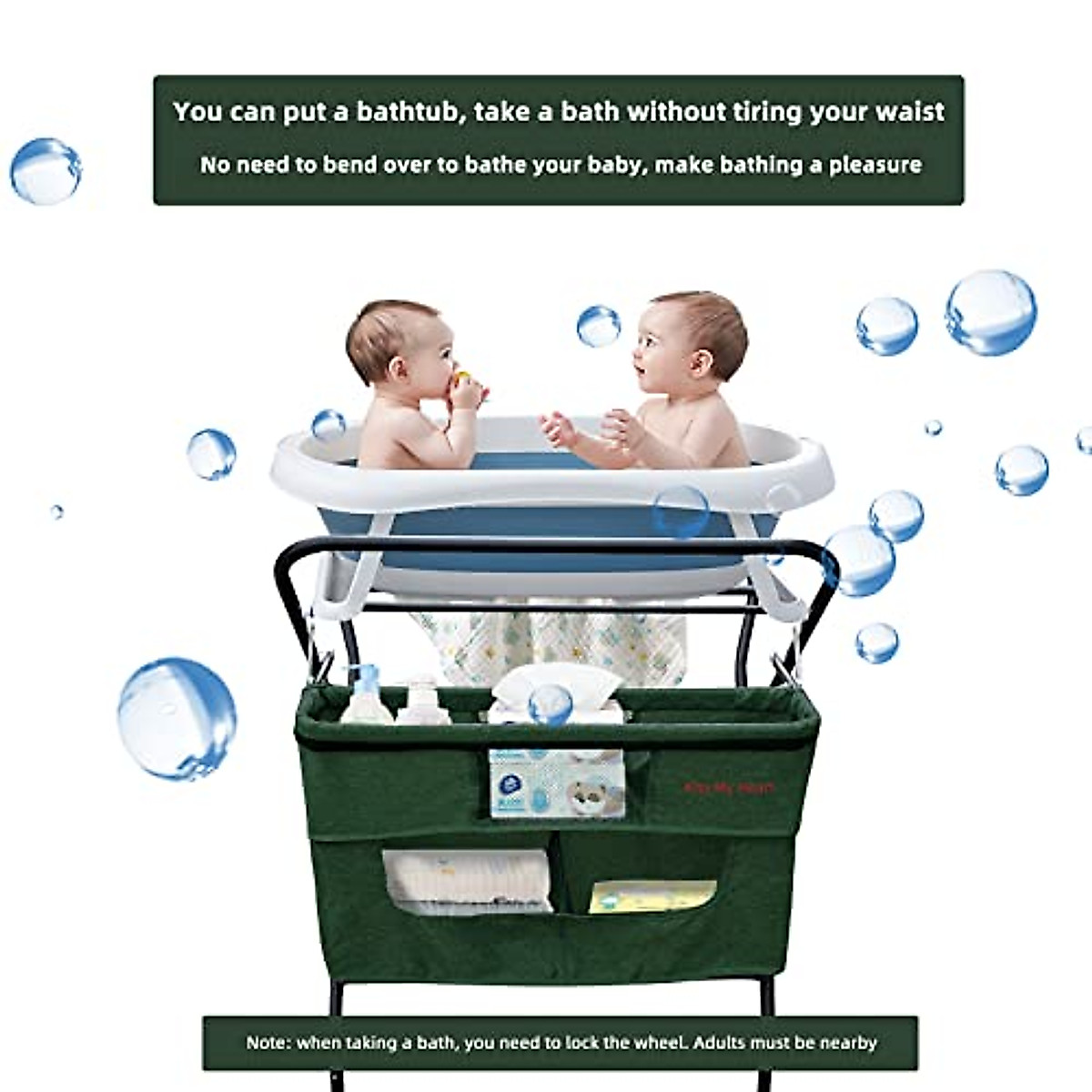 Portable Baby Changing Table, Diaper Changing Table Dresser Changing Station for Infant, Diaper Changing Table Pad, Mobile Nursery Organizer for Newborn -Green…