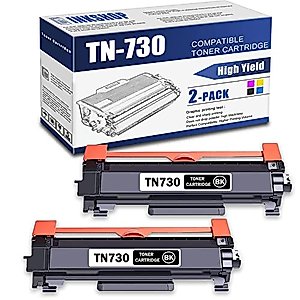 TN730 Compatible TN-730 Black Toner Cartridge Replacement for Brother TN-730 DCP-L2550DW MFC-L2710DW HL-L2350DW HL-L2370DW HL-L2390DW Toner.(2 Pack)