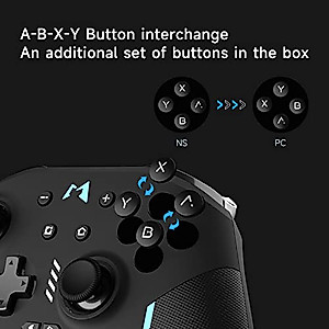 AKNES Switch Pro Controller for Nintendo Switch/Switch Lite/Switch OLED,Wireless Switch Controller with LED Color Light,Macro Programmable Buttons,Turbo,Vibration, Gamepads for PC,Android, IOS - Black