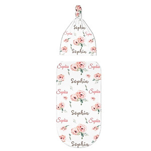 WTCWY Custom Baby Blankets for Girls Personalized Baby Swaddle with Hat for Baby Girl Boy with Name Personalized Custom Baby Blankets Personalized Baby Item Personalized Baby Girl Gifts