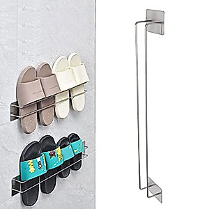 Deosdum Stainless Steel Slippers Rack,Wall Mounted Punch Free Simple Slipper Rack,Slippers Hanger Shoe Rack Shoe Organizer for Hotel Bathroom