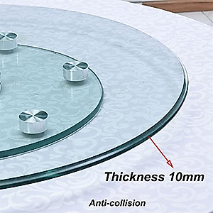 Lazy Susan Turntable for Kitchen - 24" 36" 40" Transparent Rotating Round Turntable with Auxiliary Wheel design, 360 Degree Swivel Dining Table Serving Tray, Aluminum alloy (Size : 90cm/35.4in)