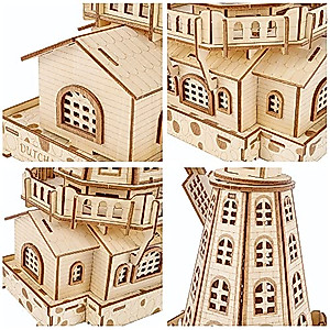 GuDoQi 3D Wooden Puzzle for Adults, Wooden Dutch Windmill, Model Kits to Build, Wood Craft Kit, DIY Assembly Toy, Idea Gifts for Birthdays Mother's Day