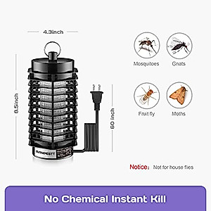 2-Pack BANPESTT Bug Zapper Indoor,Electric Mosquito Zapper,Insect Catcher for Inside Home, Indoor Trap & Killer for Gnat,Moth,Fruit Fly,Fungus（Black）