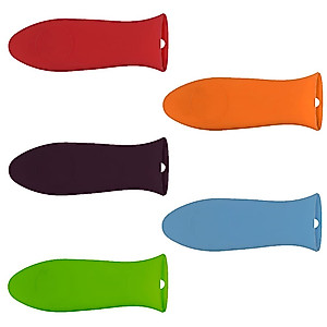 Cabilock 5pcs Pot Handle Cover Skillet Pan Handle Cover Cast Iron Handle Cover Silicone Handle Sleeve Pot Pad Silicone Mitts Silicone Hot Handle Cover Detachable Kitchenware