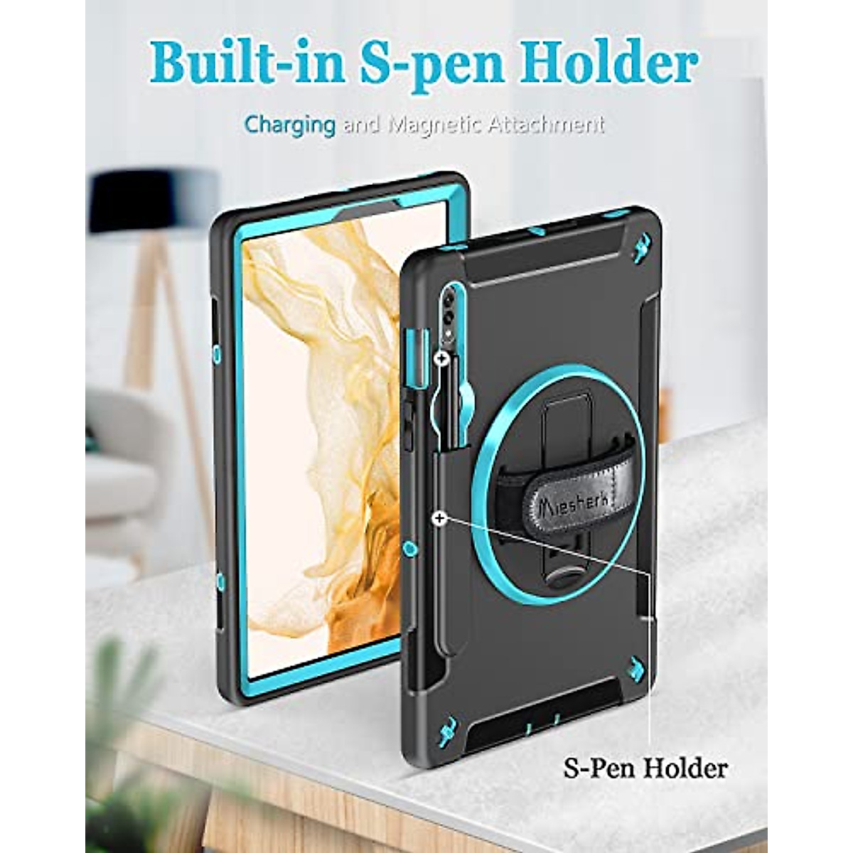 Case for Samsung Tab S7/S8 11 Inch 2022: Military Grade Shockproof Protective TPU Cover for Galaxy Tablet S7 11 Inch 2020 W/Stand - Handle - Shoulder Strap - S-Pen Holder -Mint Green