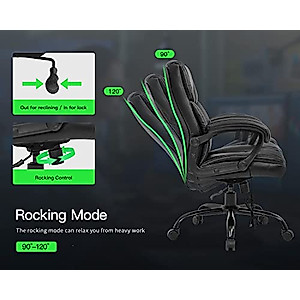 Big and Tall Office Chair Ergonomic Chair 400lbs Wide Seat Desk Chair PU Leather Computer Chair with Lumbar Support Arms Mid Back Executive Task Chair, Black