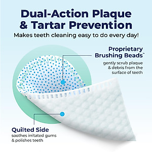 Vetnique Dentabliss - Dog Teeth Cleaning Finger Mitt Dental Wipe - Dog Plaque and Tartar Prevention with Brushing Beads - Convenient Peppermint Dog Teeth Wipes, Dog Breath Freshener