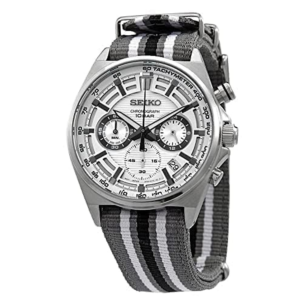 SEIKO Sport Watch SSB401P1, White, Nylon Strap