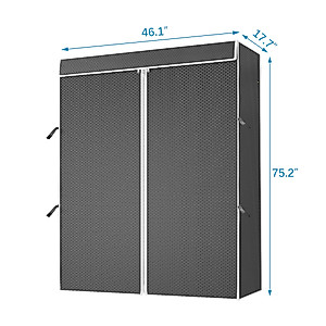 VIPEK Cover ONLY for V2/V2S/V7/V7 Basic/V11S/R4/R4i/R1 Plus/V2i Garment Rack, Dustproof Oxford Fabric Clothing Rack Cover with Zipper, 46.1" L X 17.7" W X 75.2" H, Black