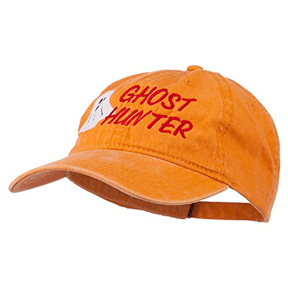 e4Hats.com Halloween Ghost Hunter Embroidered Washed Dyed Cap - Orange OSFM