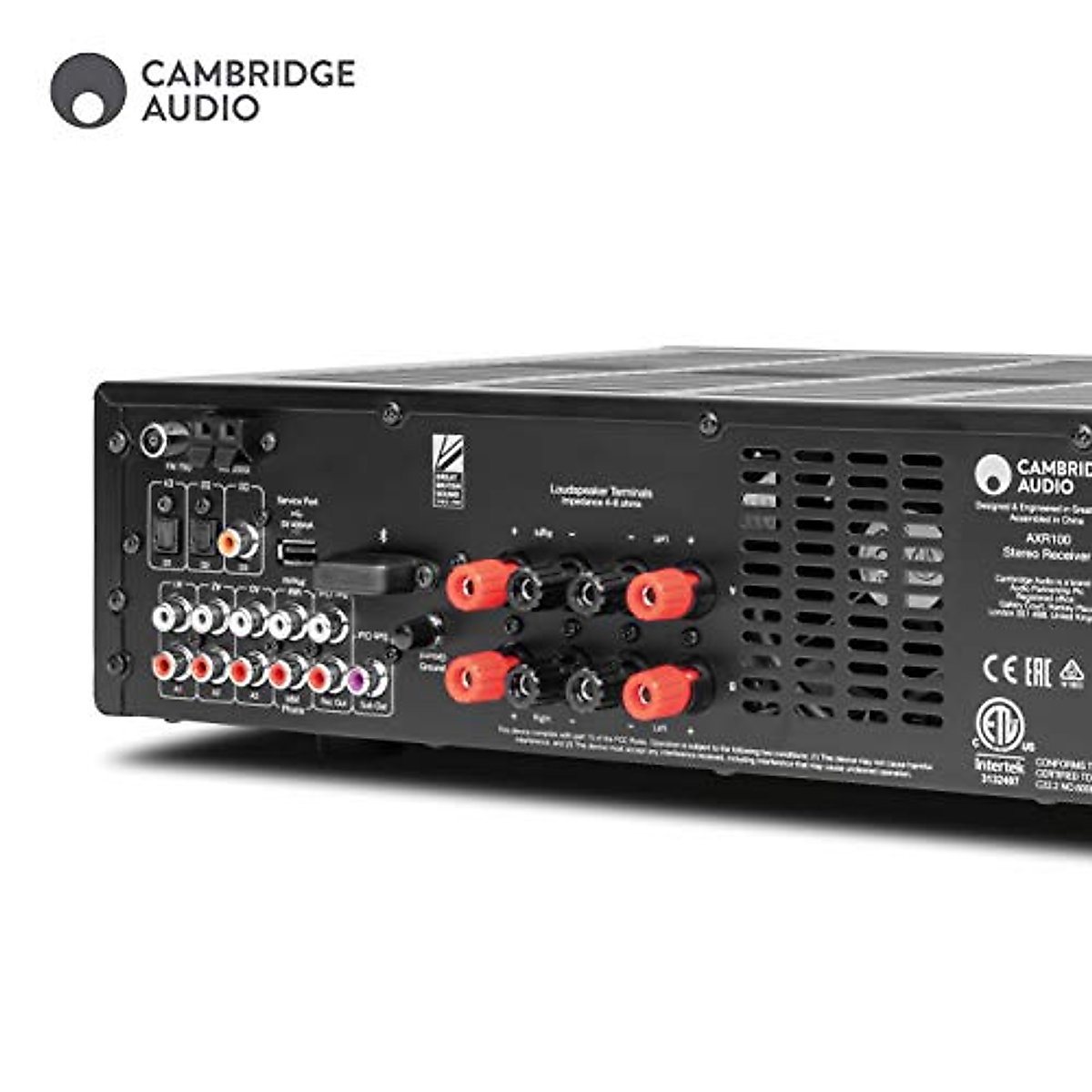Cambridge Audio AXR100 100-Watt Stereo Receiver with Bluetooth | Built-in Phono Stage, 3.5mm Input, AM/FM with RDS
