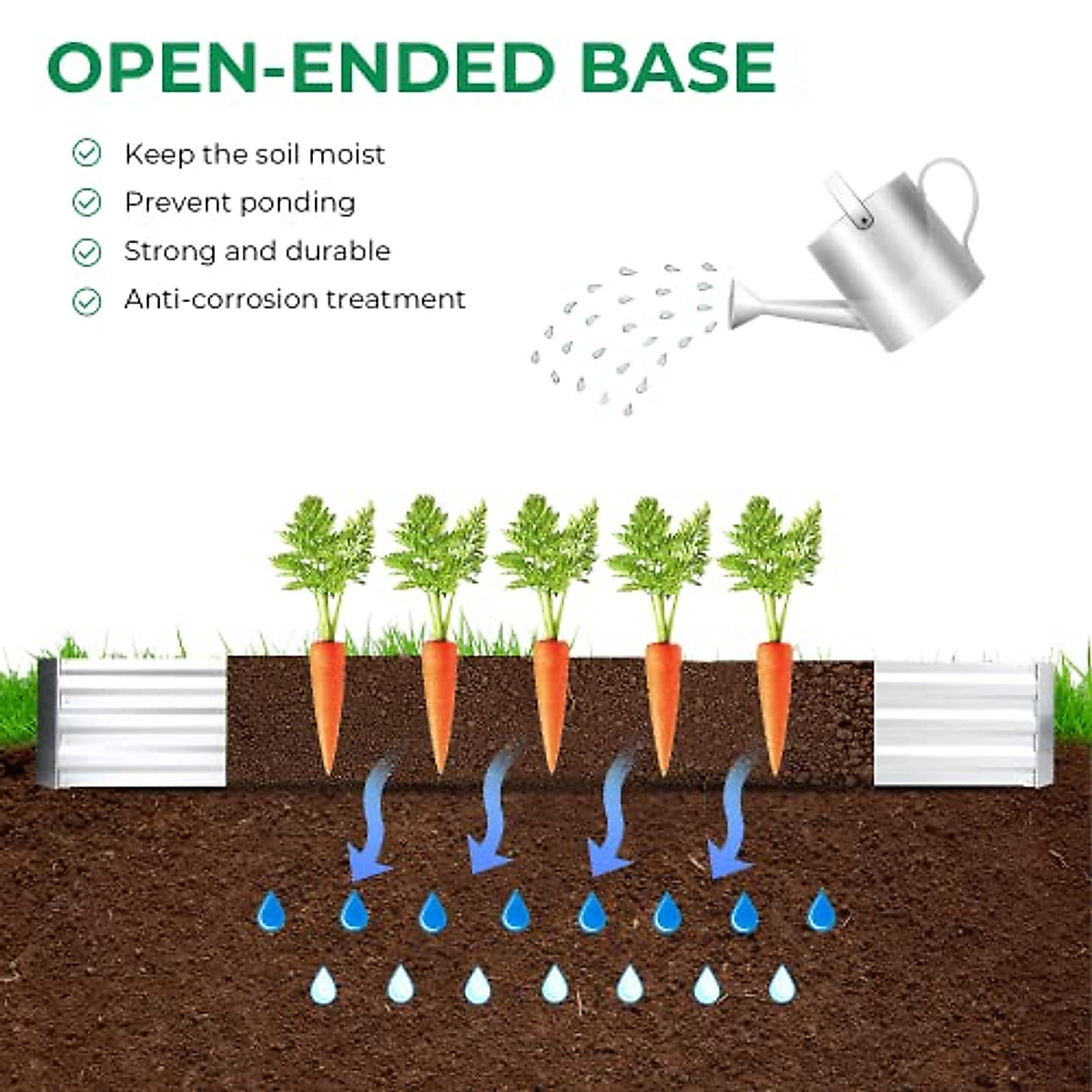 iPower Galvanized Raised Garden Bed Kit Adjustable Size Thickened Metal Planter Box Outdoor for Flowers Vegetables and Herb, 8x4x1ft, 8 x 4ft, Silver