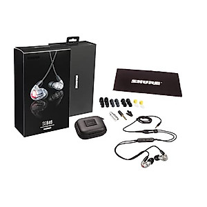 Shure SE846 Wired Sound Isolating Earbuds, High Definition Sound + Natural Bass, Four Drivers, Secure in-Ear Fit, Detachable Cable, Durable Quality, Compatible with Apple & Android Devices - Clear