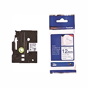 Brother Tzefa3 Tz Industrial Series Fabric Iron-On Tape, Navy-On-White, 1/2" X 9.8 Ft