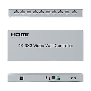 4K 3×3 Video Wall Controller(1x2/1x3/1x4/1x5/1x6/2x1/2x2/2x3/2x4/3x1/3x2/3x3/3x4/4x1/4x2/4x3/4x4) 4 TV Splicing Display Support 3840x2160/30Hz