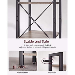 VASAGLE 6-Tier Tall Bookshelf, Narrow Bookcase with Steel Frame, Skinny Book Shelf for Living Room, Home Office, Study, 11.8 x 15.7 x 73.8 Inches, Industrial Style, Greige and Black ULLS101B02