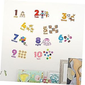VOSAREA 3 Sets Digital Cartoon Wall Sticker Wall Decoration Classroom Wall Decals Number Wall Stickers Kindergarten Wall Sticker Trendy Room Decor Cartoon Number Design Sticker