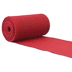 CleverDelights 6" Red Burlap Roll - Finished Edges - 10 Yards - Jute Burlap Fabric