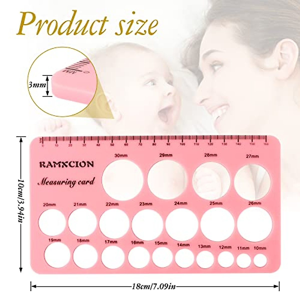Nipple Ruler, Nipple Rulers for Flange Sizing Measurement Tool, Silicone & Soft Flange Size Measure for Nipples, Breast Flange Measuring Tool Breast Pump Sizing Tool - New Mothers Musthaves (Pink)